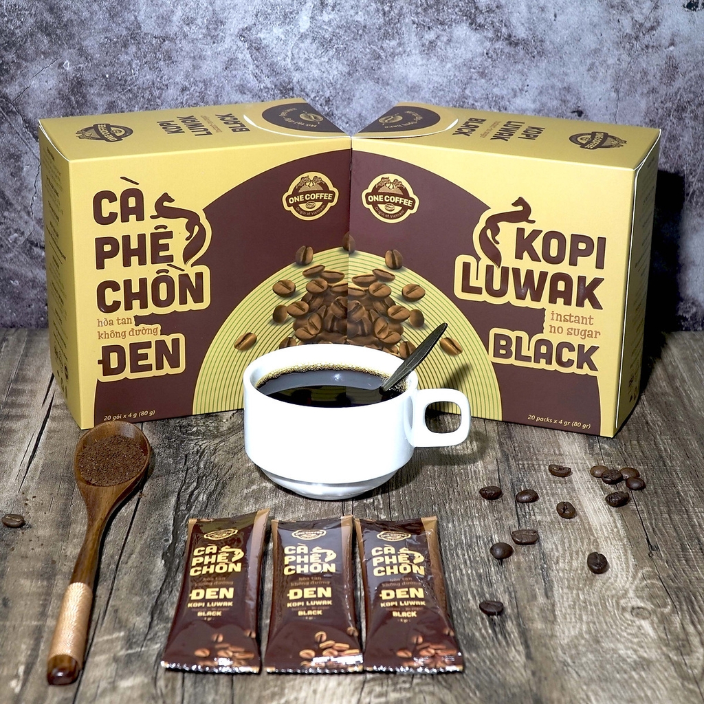 Cà Phê Chồn Hòa Tan ĐEN - KOPI - ONE COFFEE (20 Gói 4g) | Cafe Chồn Hòa ...