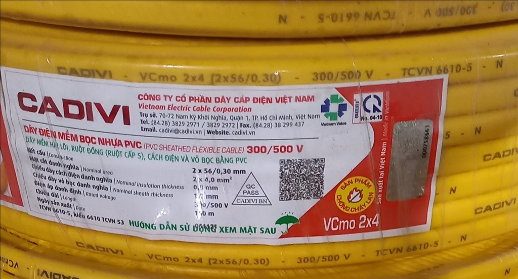 Dây điện cadivi VCMO 2x4