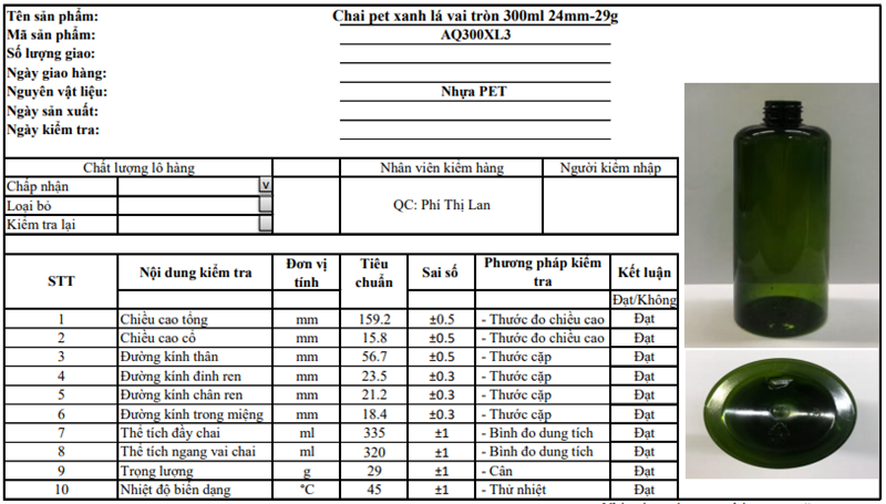 AQ300-Chai nhựa pet 300ml Chailo.com.vn