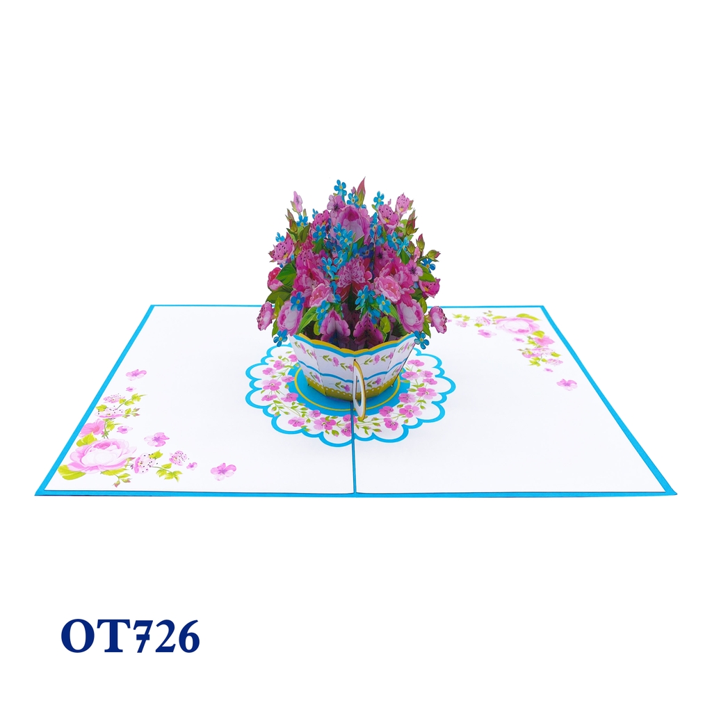 Mixed Flowers Cup Pop Up Card