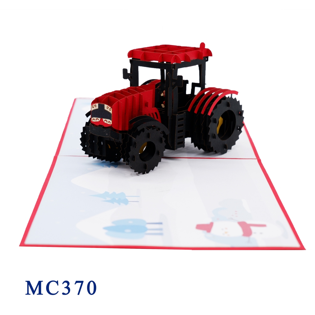 Santa Driving Tractor Pop Up Card