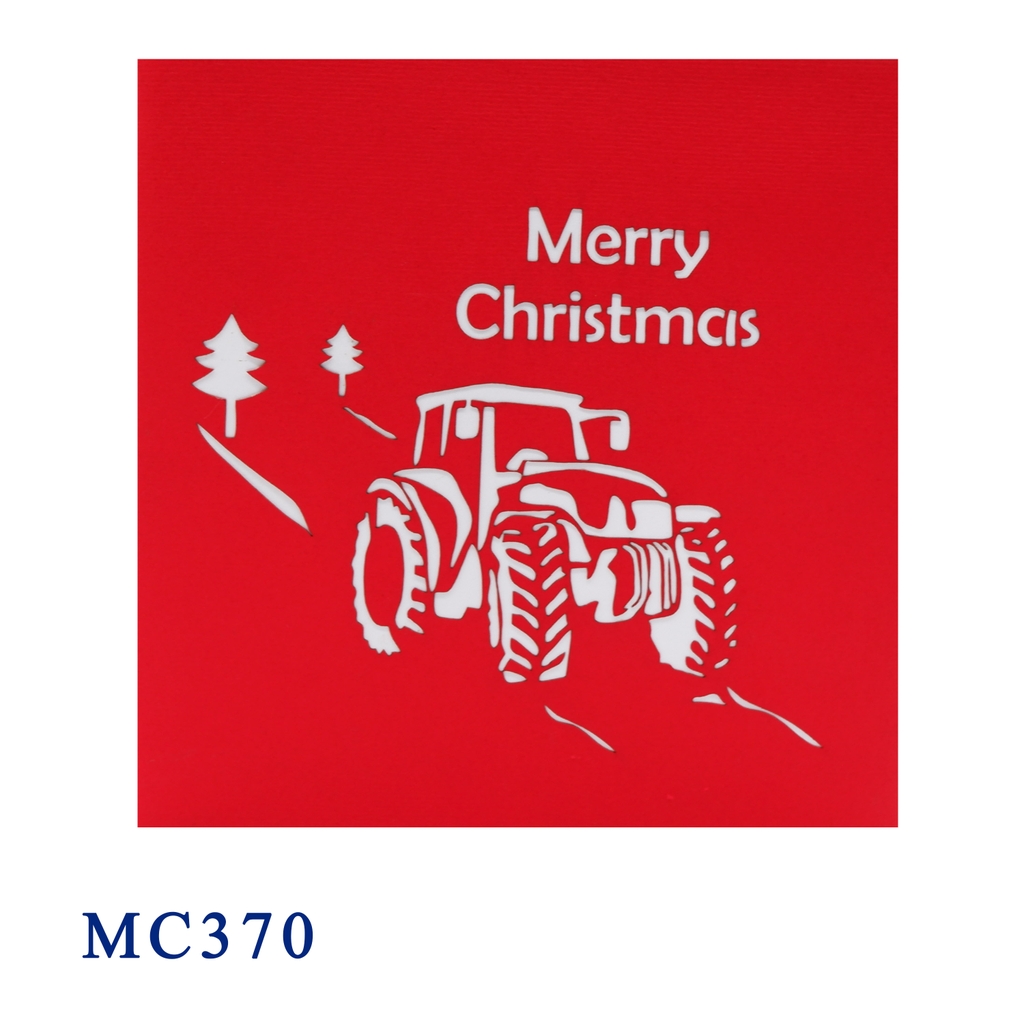 Santa Driving Tractor Pop Up Card