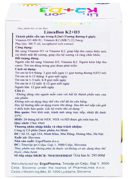 Vitamin D3 + K2 LineaBon hỗ trợ hấp thụ canxi cho xương chắc khoẻ | EVASHOP.COM.VN