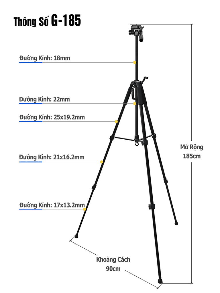 Tripod chân đế điện thoại, máy ảnh G-185 hỗ trợ quay chụp video ...