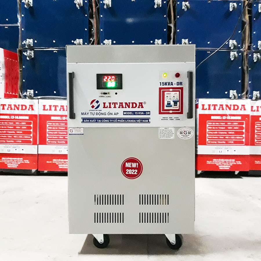 Ổn Áp 15KVA 1 Pha DRI-15000II Litanda New 2022 Đồng Hồ Điện Tử Led