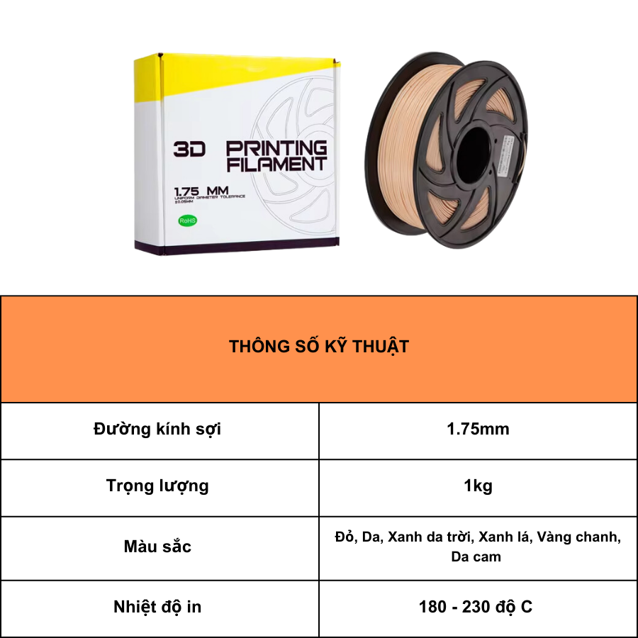 Cuộn nhựa in 3D PLA 1.75mm, nhựa in sinh học | Linh Kiện Điện Tử 3M