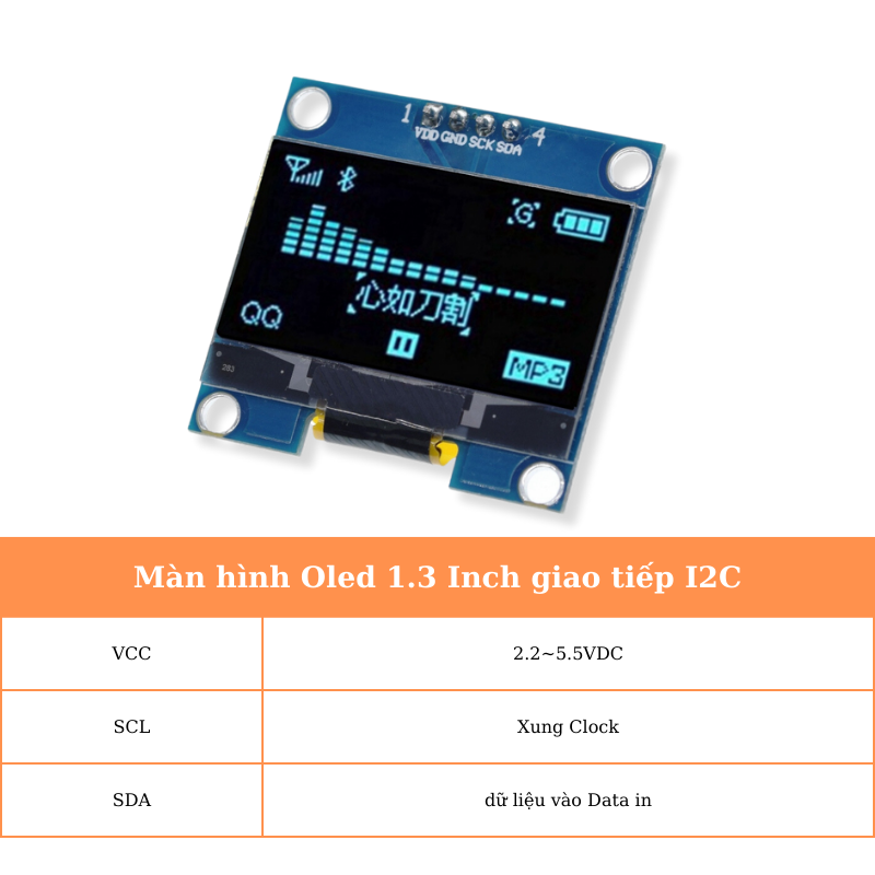 Màn hình Oled 1.3 Inch giao tiếp I2C kết nối mở rộng với arduino uno | Linh Kiện Điện Tử 3M