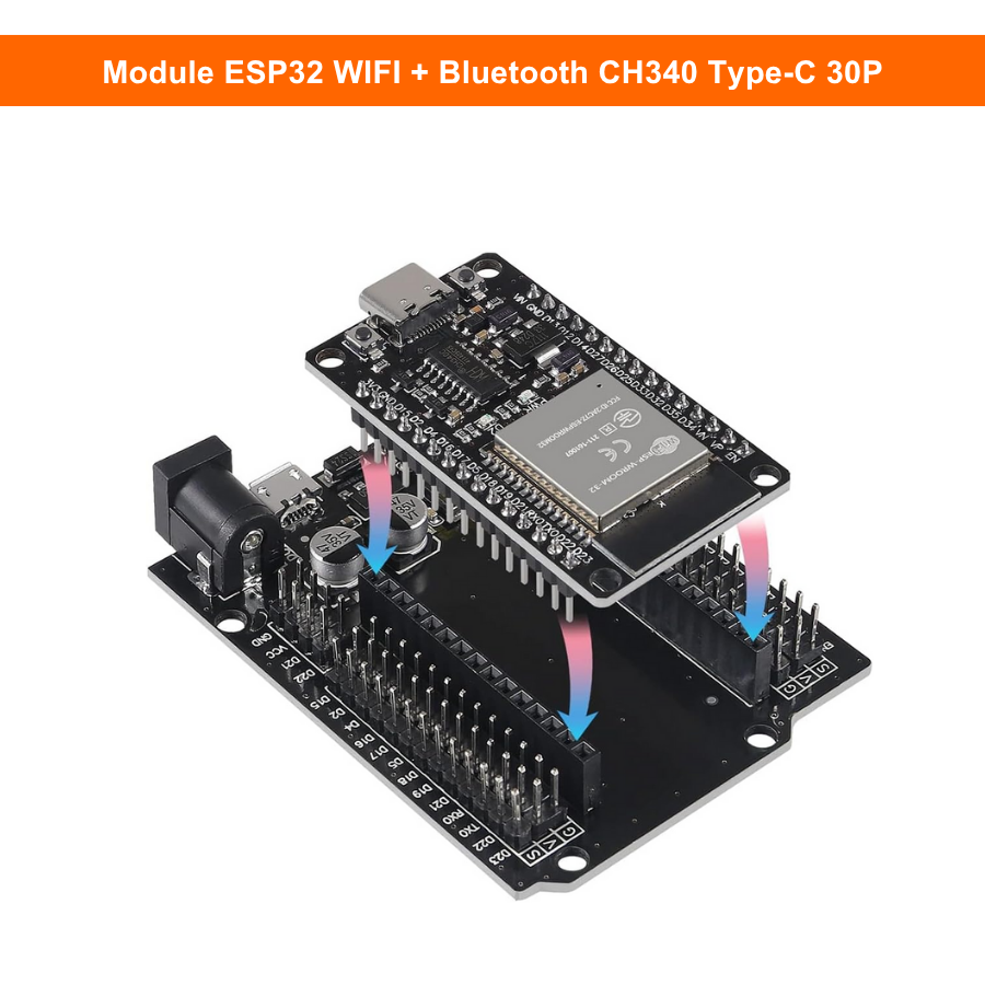 Module ESP32 WIFI + Bluetooth CH340 Type-C 30P | Linh Kiện Điện Tử 3M