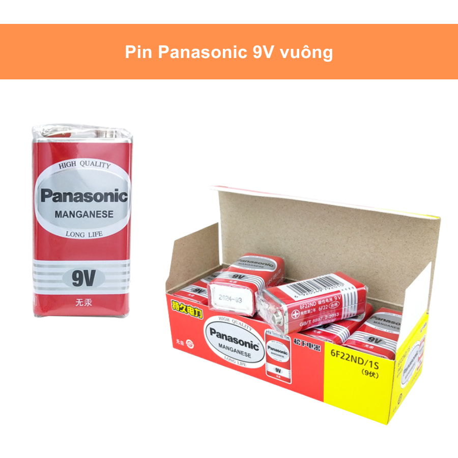 Pin Panasonic pin vuông 9V 6F22DN, pin nút CR2025/CR2032 3V | Linh Kiện ...