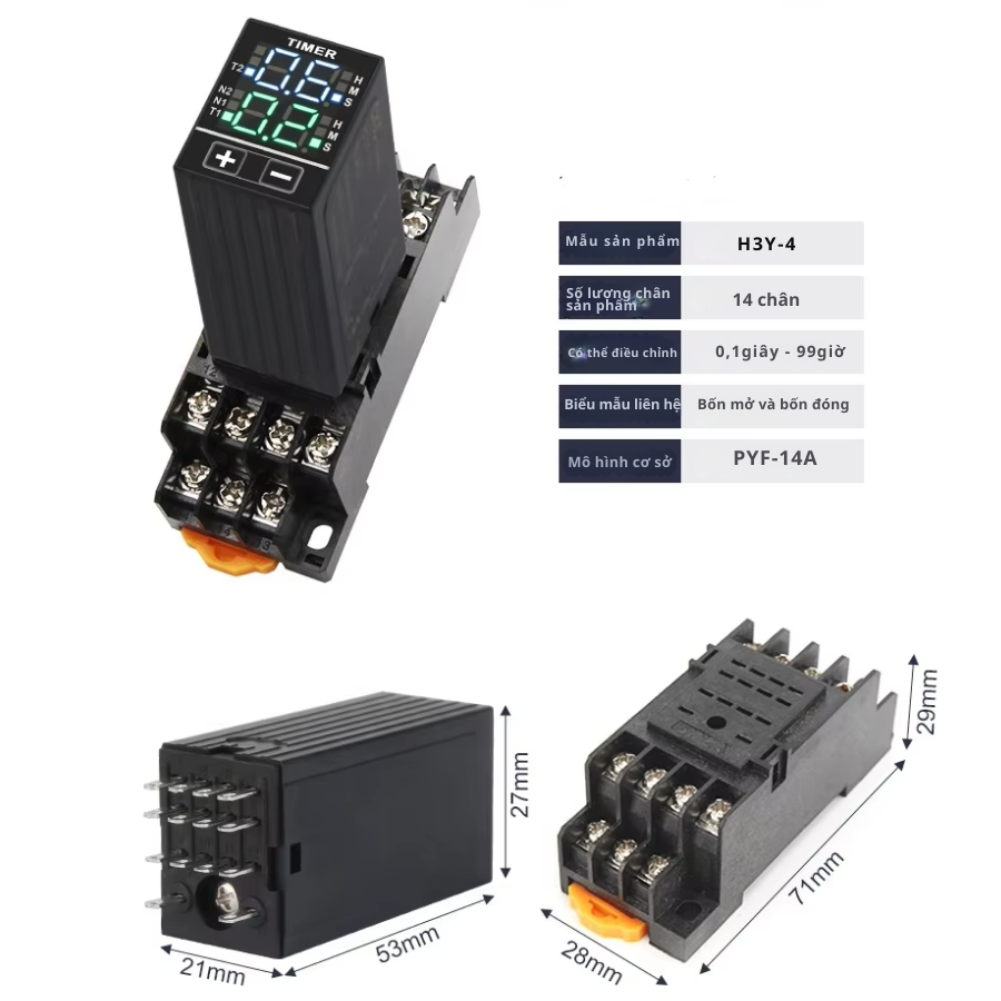 Relay Thời Gian BERM H3Y-4-SX 0.1s-99h | Linh Kiện Điện Tử 3M