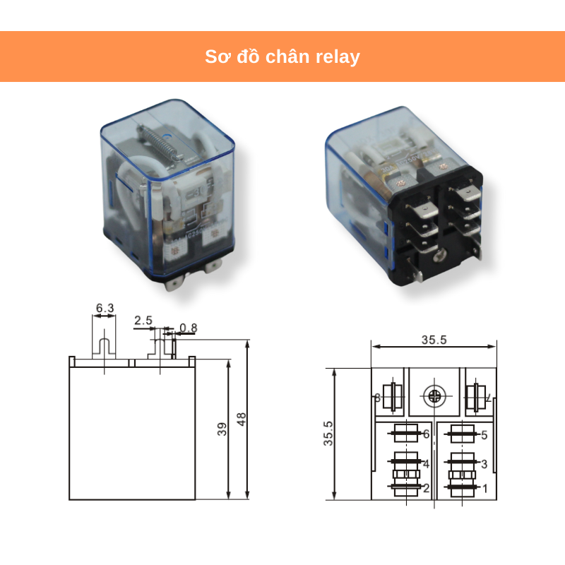 Relay trung gian JQX-30F 2Z 24VDC 30A 8 chân có kèm đế | Linh Kiện Điện Tử 3M