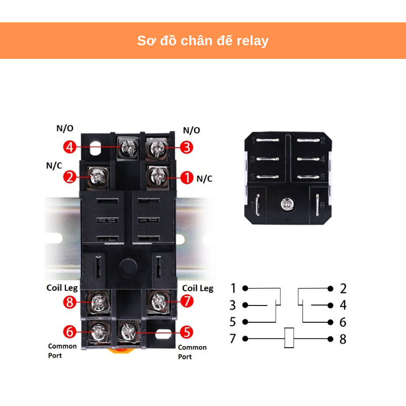 Relay trung gian JQX-30F 2Z 24VDC 30A 8 chân có kèm đế | Linh Kiện Điện Tử 3M