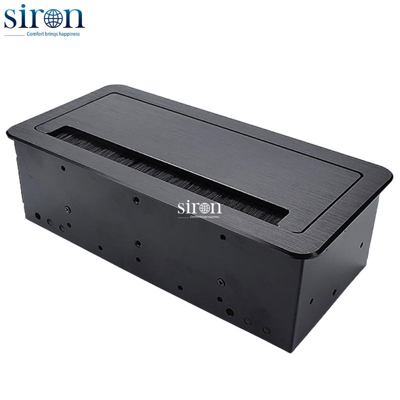 Khung 3 hộp âm bàn hợp kim nhôm nắp lật một bên màu đen SR-TAA3B-003 Siron