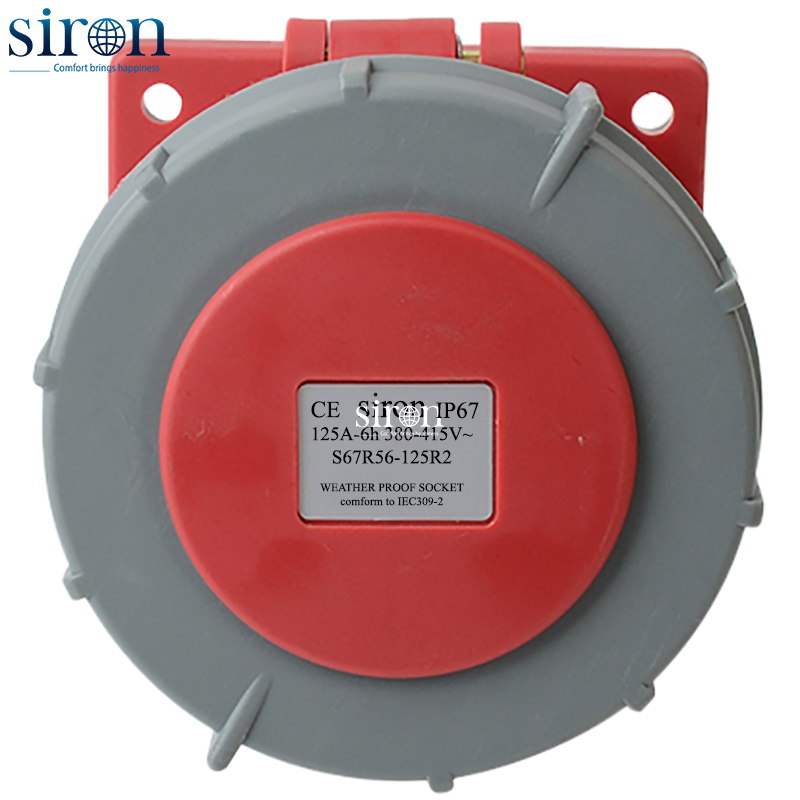 Ổ cắm âm đỏ IP67 3P+N+E 6h 125A 220~380V, 240~415V Siron S67R56-125R2
