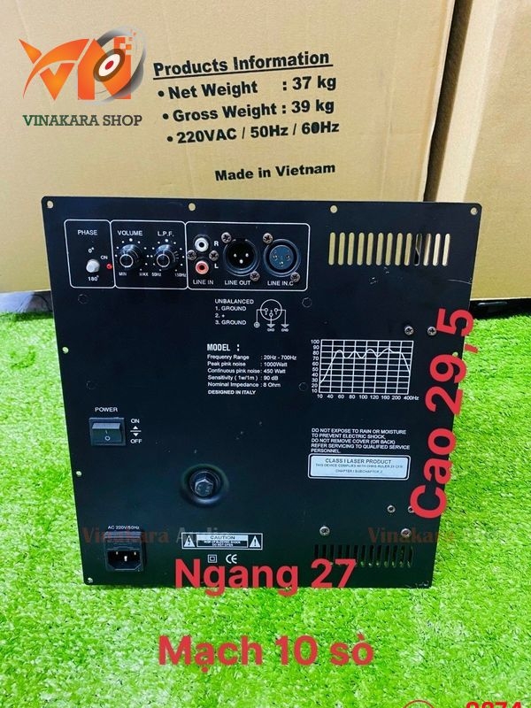 Mạch loa sub điện 10 sò MSD100 (600-800W, KT27x29,5cm, TỤ ĐEN ...
