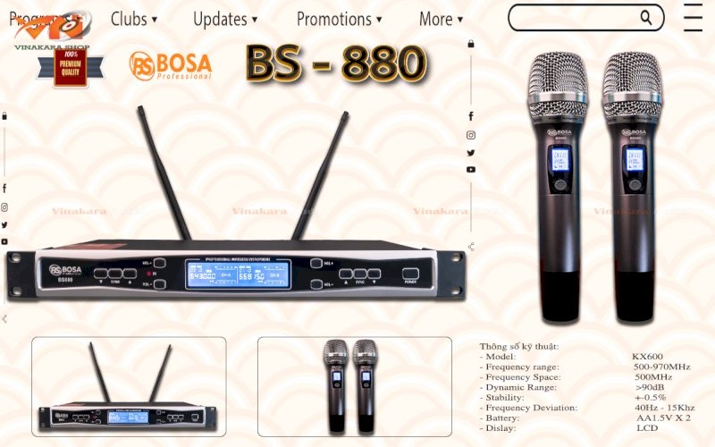 MICRO KHÔNG DÂY BOSA BS880 | Vinakara.com
