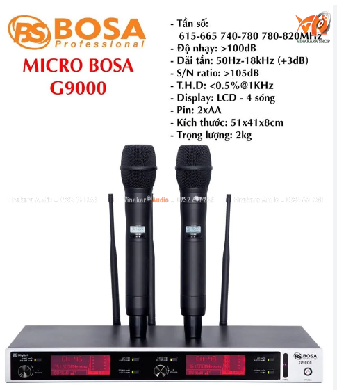 MICRO KHÔNG DÂY BOSA G9000 4S | Vinakara.com