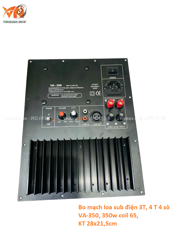Mạch loa sub điện 4 sò VA-350, 350w coil 65,KT 28x21,5cm | Vinakara.com