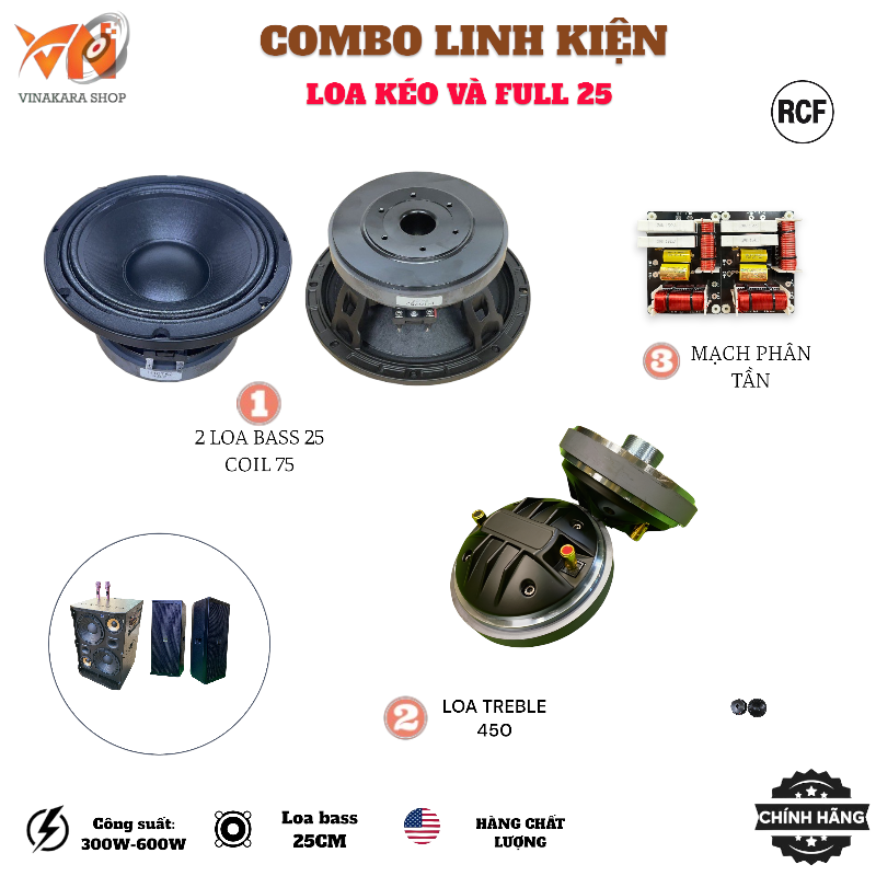 Combo linh kiện loa full và kéo 25cm, 2,5 tấc, 2 phân loại | Vinakara.com