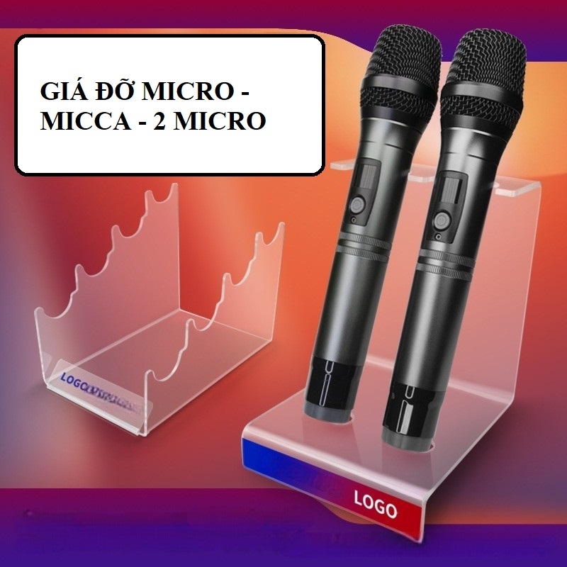 Kệ micro mica trong suốt, đựng 2 micro trang trí | Vinakara.com