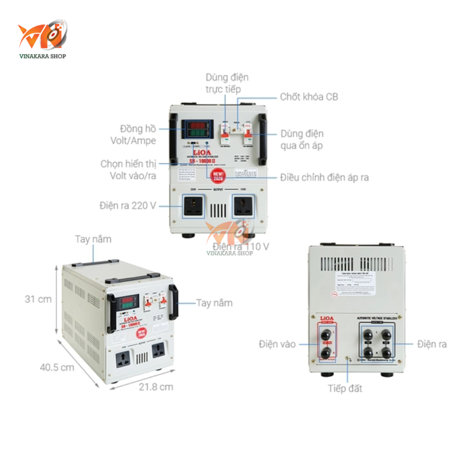 Ổn áp LiOA 1 pha 10kVA LiOA SH-10000II (Loại 10Kg), SH-7500ii 7.5Kva | Vinakara.com