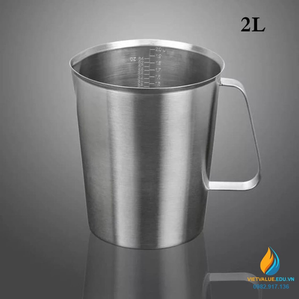 Ca inox 304 có chia vạch, có tay cầm, có mỏ rót, dung tích 2000ml VIETVALUE