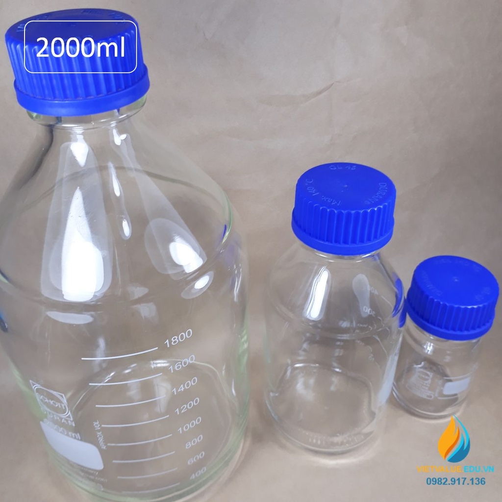 Chai trung tính SCHOTT DURAN – Đức, nắp vặn xanh, dung tích 2000ml ...