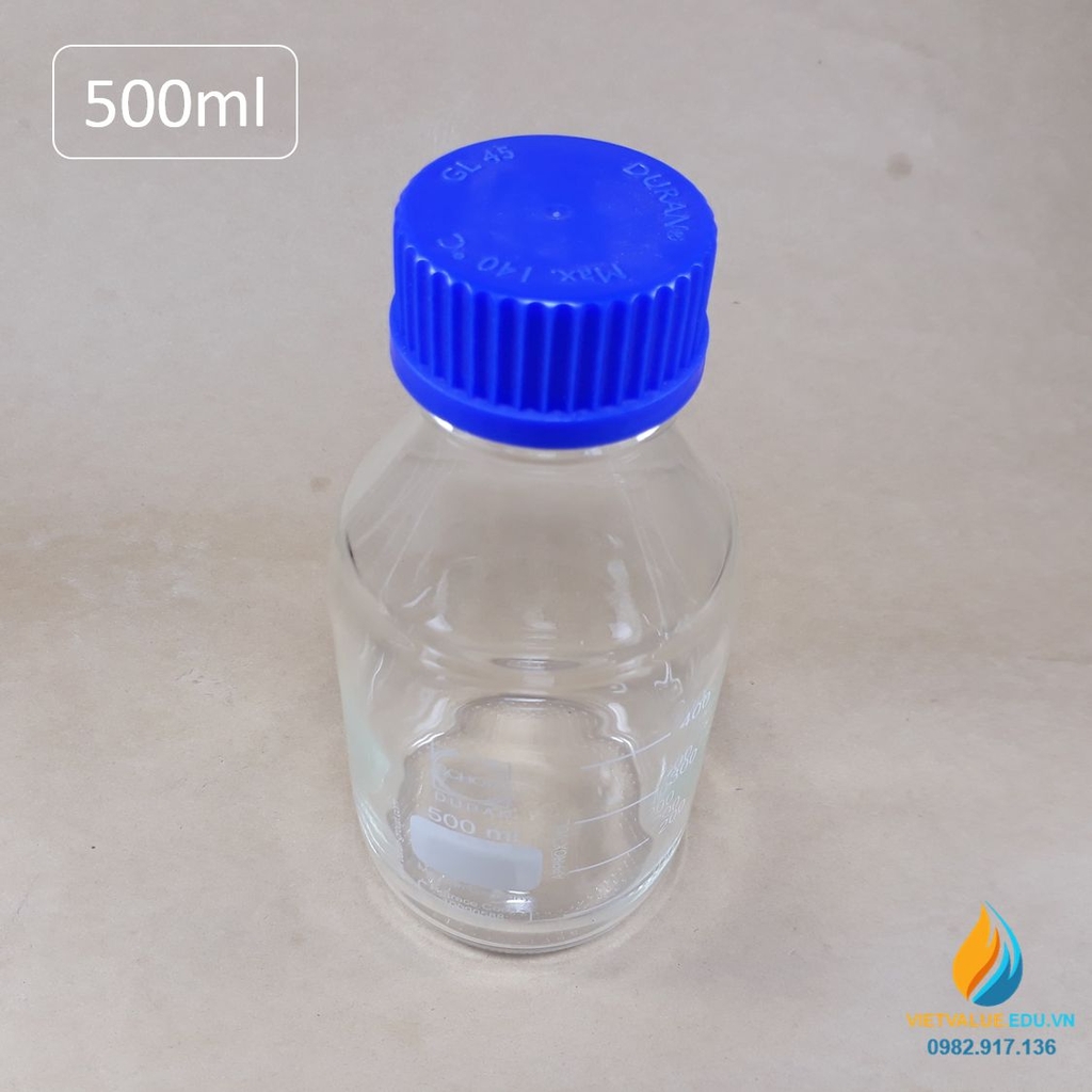 Chai trung tính SCHOTT DURAN – Đức, nắp vặn xanh, dung tích 500ml VIETVALUE