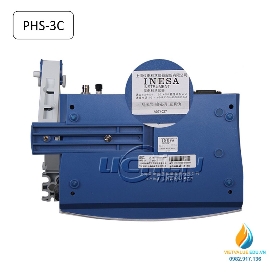 Máy đo PH để bàn PHS-3C, màn hình LCD, khoảng đo 0.00~14.00pH, sai số 0.01PH VIETVALUE