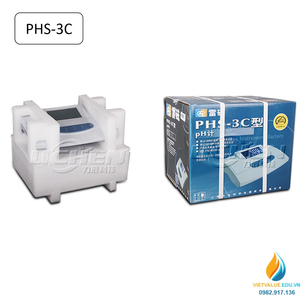 Máy đo PH để bàn PHS-3C, màn hình LCD, khoảng đo 0.00~14.00pH, sai số 0.01PH VIETVALUE