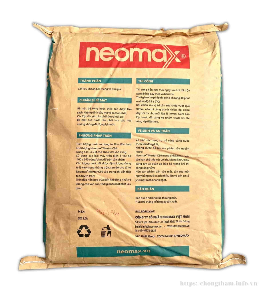 Neomax Mortar C50 - Vữa sửa chữa Polymer mác 500 | USS Việt Nam