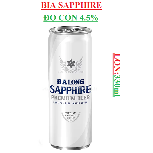 Bia Hạ Long sapphire premium beer lon 330ml độ cồn 4.3% | Azmart.vn