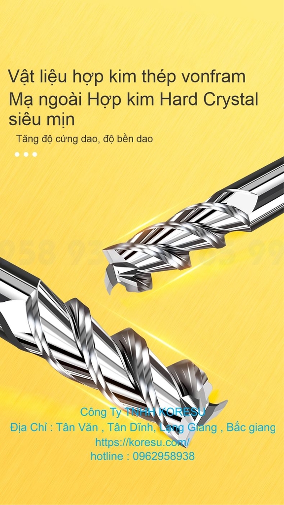 Dao Phay 3 Lưỡi ,Dao Phay Nhôm Đặc Biệt ( CÁN DAO DÀI HƠN) (TR004) CÔNG TY TNHH KORESU