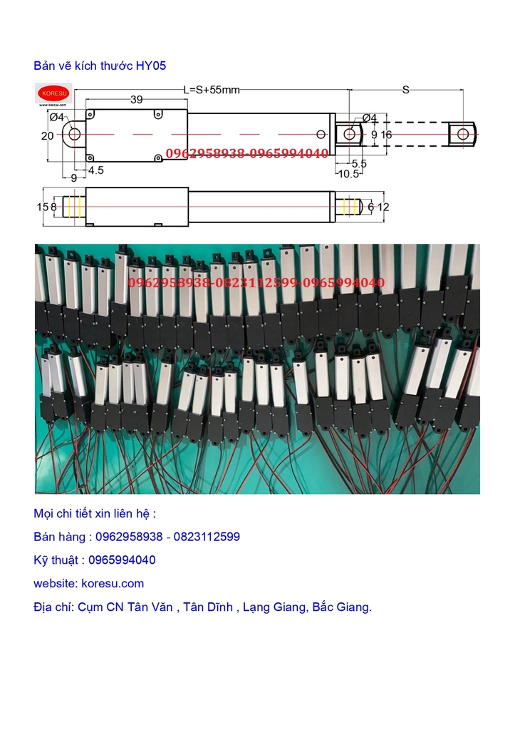 Xi lanh mini điện 12v , thiết bị nâng hạ tự động siêu nhỏ, HY05. CÔNG ...
