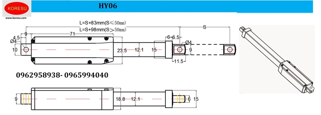 Xi lanh điện 12v, xi lanh điện mini sử dụng cho ngăn kéo tủ, ngăn bàn ...