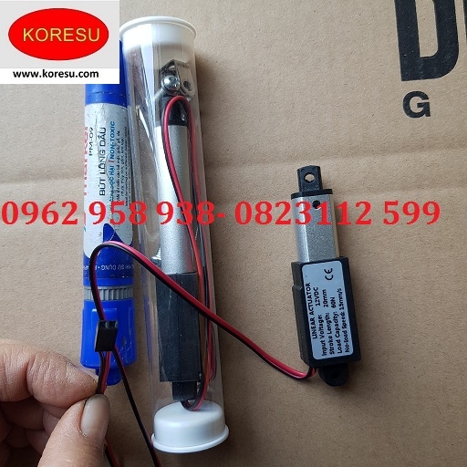 Xi lanh mini nâng hạ DC12v, hành trình 75mm, HY-05, CÔNG TY TNHH KORESU