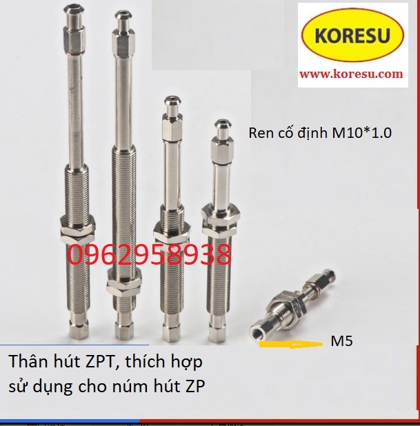 Thân hút khí nén SMC , cọc hút ZPT ren cố định M10 thích hợp cho núm hút ZP. CÔNG TY TNHH KORESU