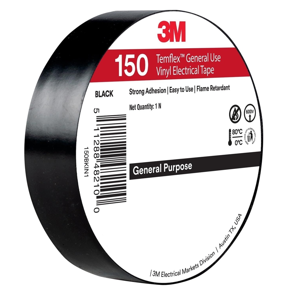 Băng keo điện PVC 3M Temflex 150 18mm x 20m 3M-BK150 - Chống cháy, cách điện tốt, chịu nhiệt cao ...