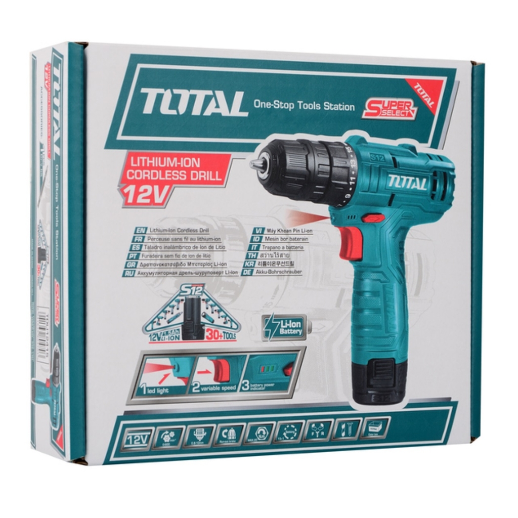 Máy khoan, vặn vít dùng pin 12V TOTAL TDLI12415 - Kèm 1 viên pin 1.5Ah ...