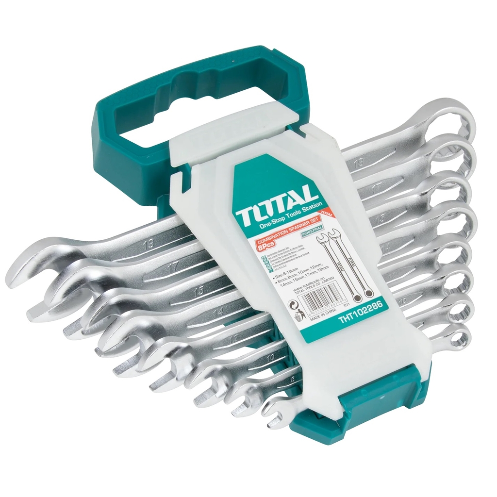 Bộ cờ lê vòng miệng 8 chi tiết 6mm - 19mm đa năng TOTAL THT102286-I - Chìa khóa mở, có hộp đựng ...