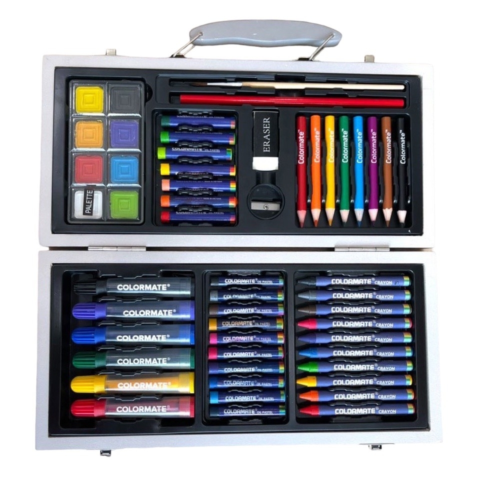 Bộ màu vẽ hộp gỗ Premium Art Set Colormate 55 chi tiết, văn phòng phẩm