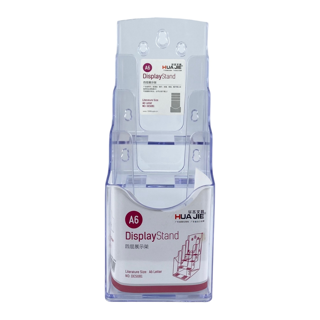 Kệ mica nhiều giấy 4 ngăn Hua Jie, kệ mica, kệ hồ sơ, acrylic holder