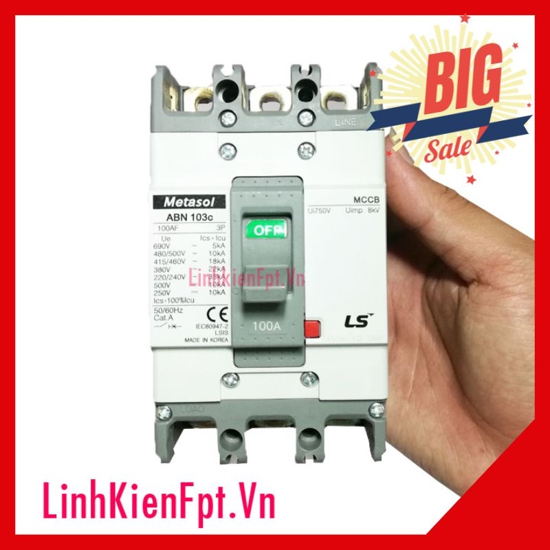 Aptomat Át Khối 3 Pha MCCB LS 3P ABN103C 100A | linhkienfpt