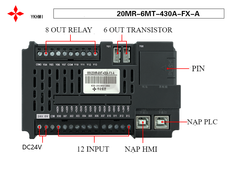Màn hình cảm ứng HMI PLC MC-20MR-6MT-430A-FX-A / 4.3 inch chính hãng YKHMI | Công ty cổ phần ...