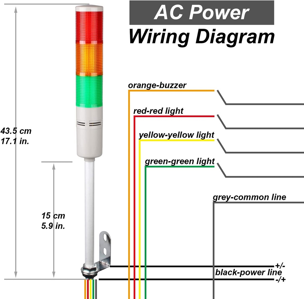 Đèn tháp 3 tầng YH50-3A-J / 12-24V có còi / Đèn còi nhấp nháy warning ...