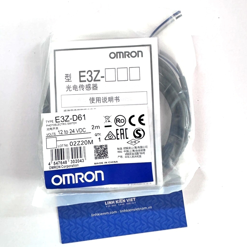 Cảm biến quang NPN E3Z-D61 2M /(khoảng cách 5-100mm) - X1H17 | Công ty cổ phần Linh Kiện Việt Nam