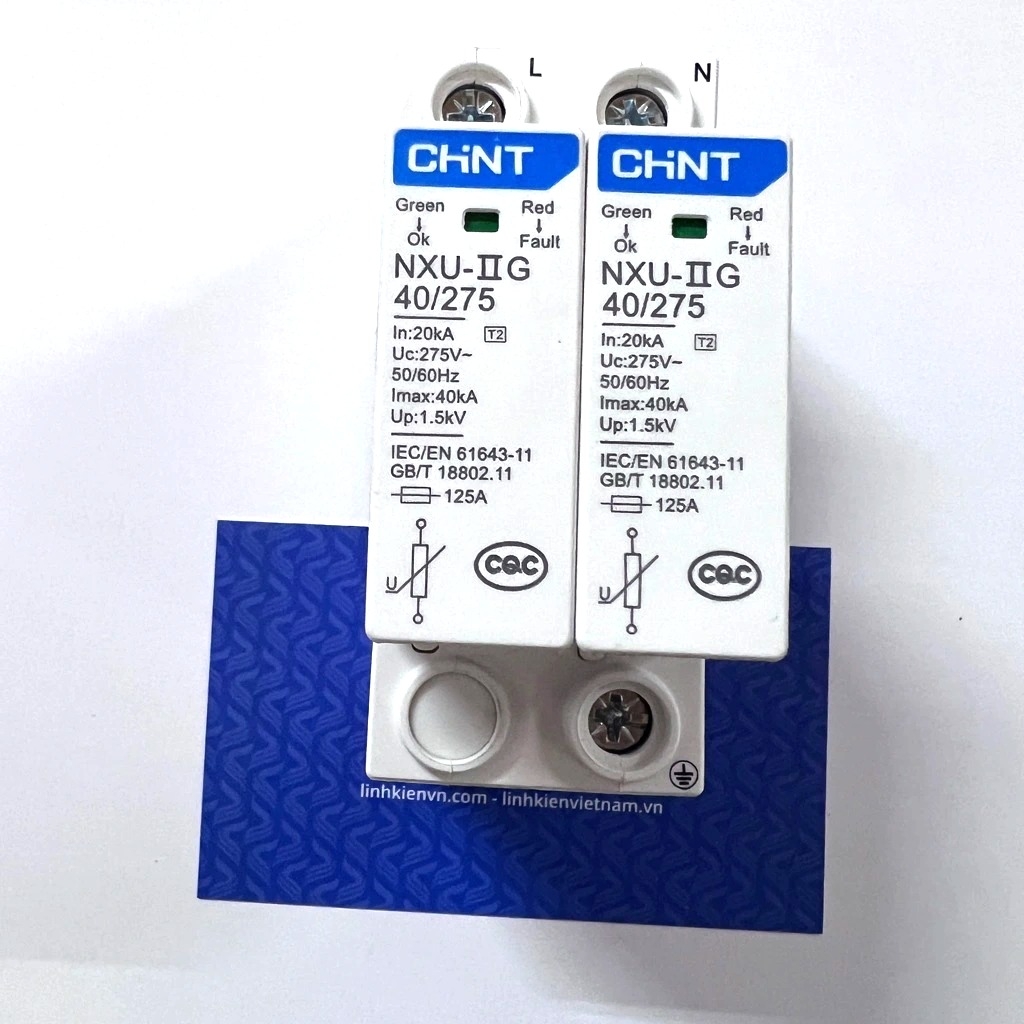 Át chống sét lan truyền NXU-II 40kA 275V 2P / chính hãng Chint / thay thế NU6-II EZ9L33620 ...