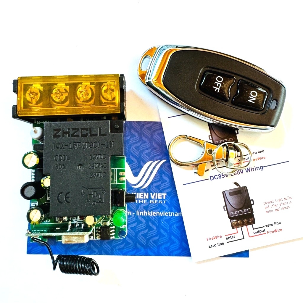 Bộ điều khiển từ xa RF 433Mhz 220V 30A 1 kênh / gồm bộ thu và tay phát ...