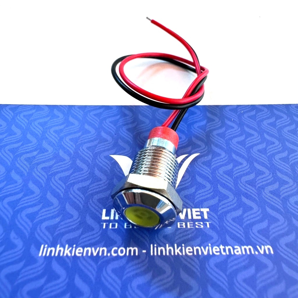 Đèn tủ điện 8mm ADP8 12-24V màu vàng / Đèn led vỏ kim loại XD8 / S1H14 ...