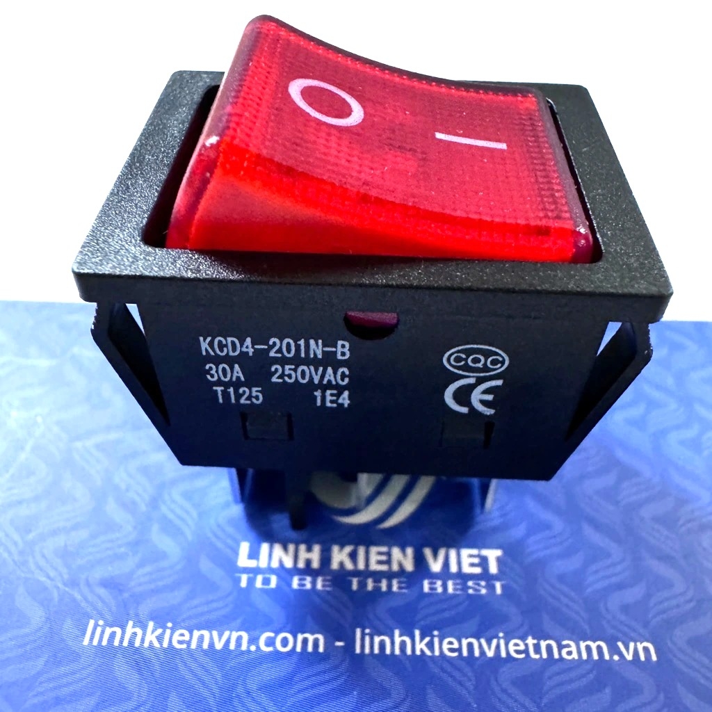 Công tắc nguồn KCD4-201N-B 220V 30A 6 chân màu đỏ / tiếp điểm bạc, vỏ chống cháy - S1H16 | Công ...